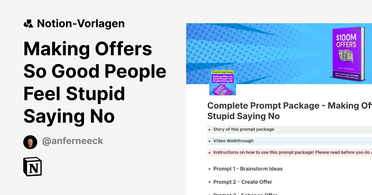 Making Offers So Good People Feel Stupid Saying No Vorlage | Notion ...