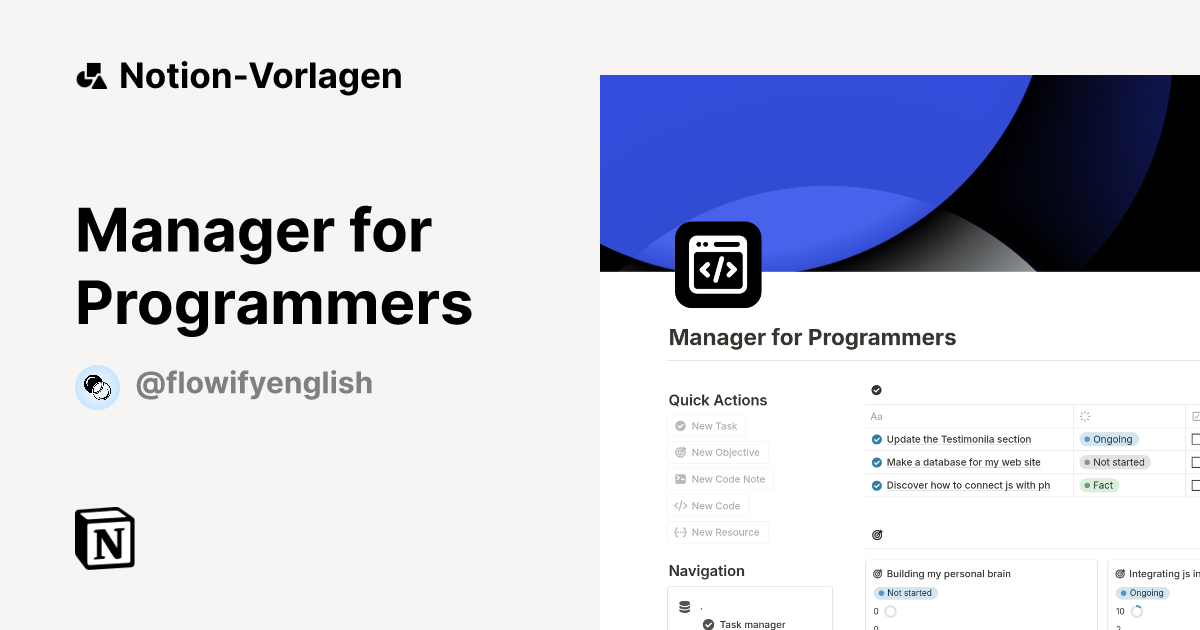 Manager for Programmers Vorlage | Notion-Marketplace