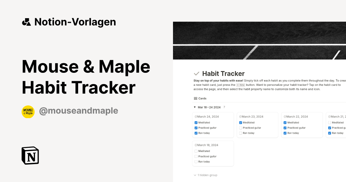 Mouse & Maple Habit Tracker Vorlage | Notion-Marketplace