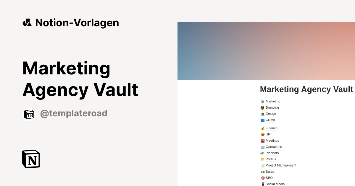 Marketing Agency Vault Vorlage | Notion-Marketplace