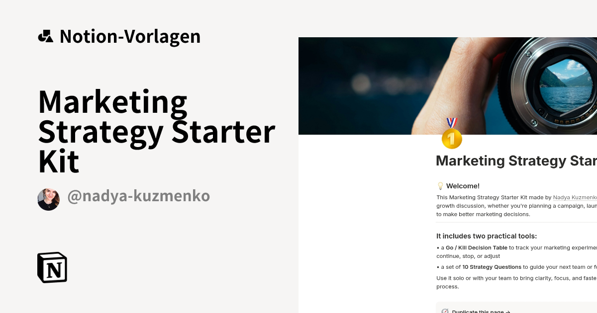 Marketing Strategy Starter Kit Vorlage von Nadya Kuzmenko | Notion ...
