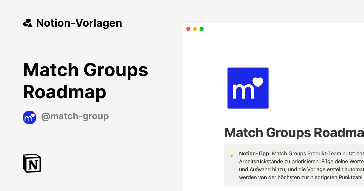 Match Groups Roadmap Vorlage | Notion-Marketplace