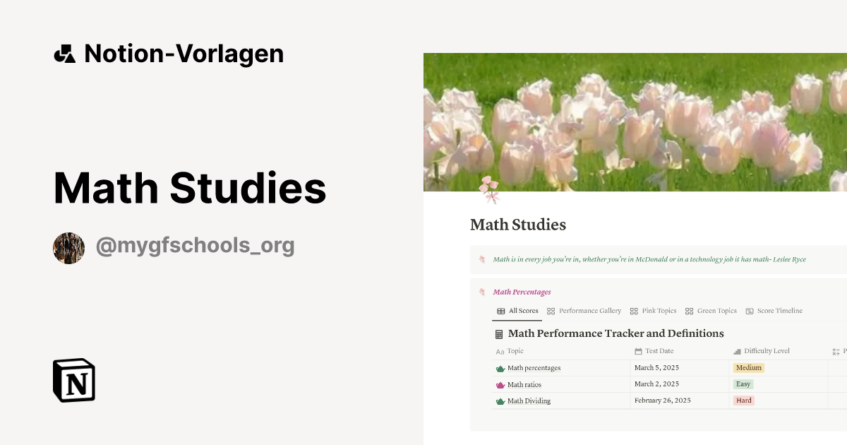 Math Studies Vorlage | Notion-Marketplace