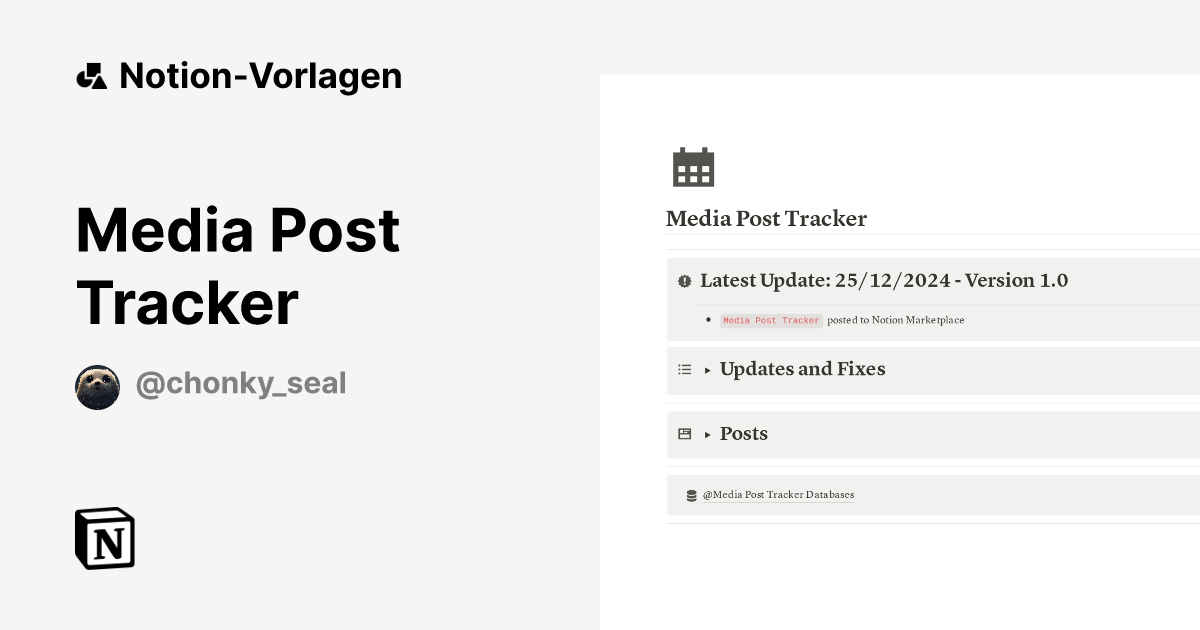 Media Post Tracker Vorlage von Matthew | Notion-Marketplace