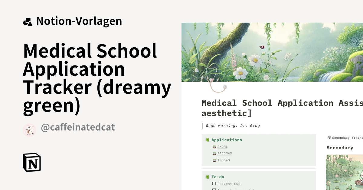 Medical School Application Tracker (dreamy green) Vorlage von ...