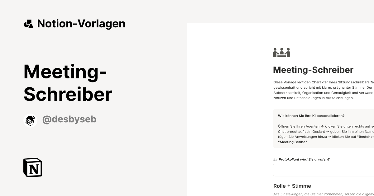 Meeting-Schreiber Vorlage | Notion-Marketplace