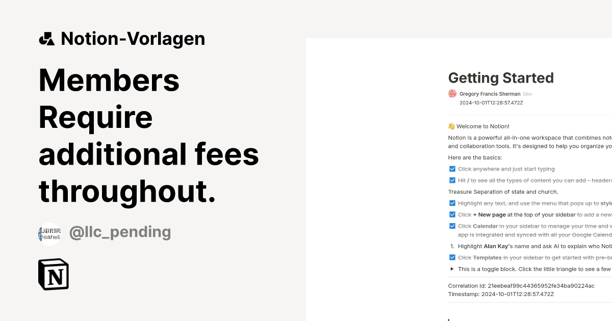 Members Require additional fees throughout. Vorlage | Notion-Marketplace