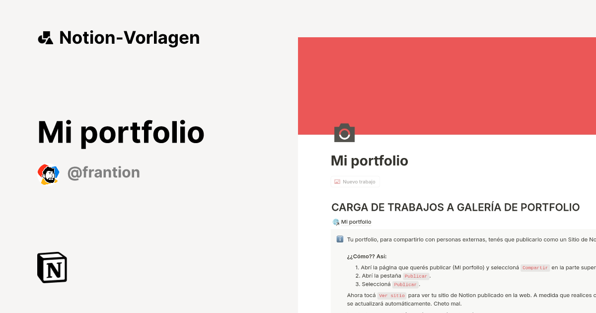 Mi portfolio Vorlage | Notion-Marketplace