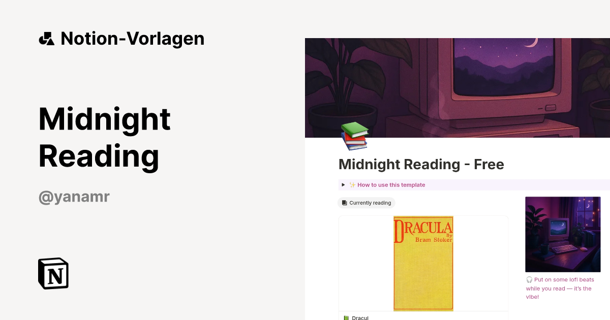 Midnight Reading Vorlage | Notion-Marketplace