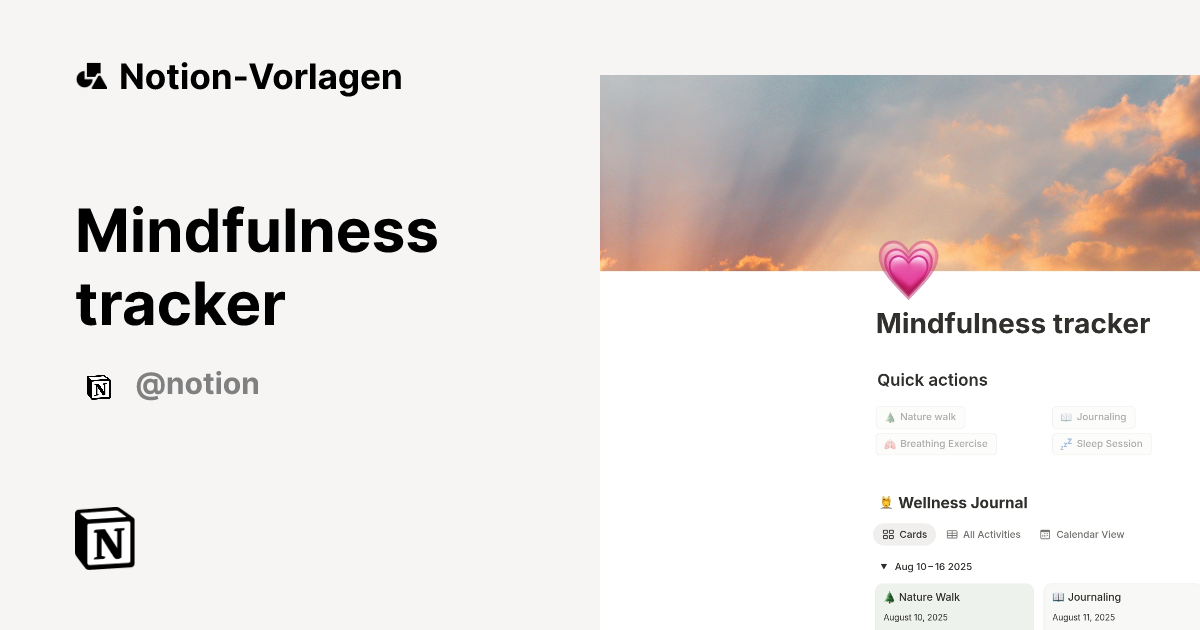 Mindfulness tracker 2026 Vorlage | Notion-Marketplace