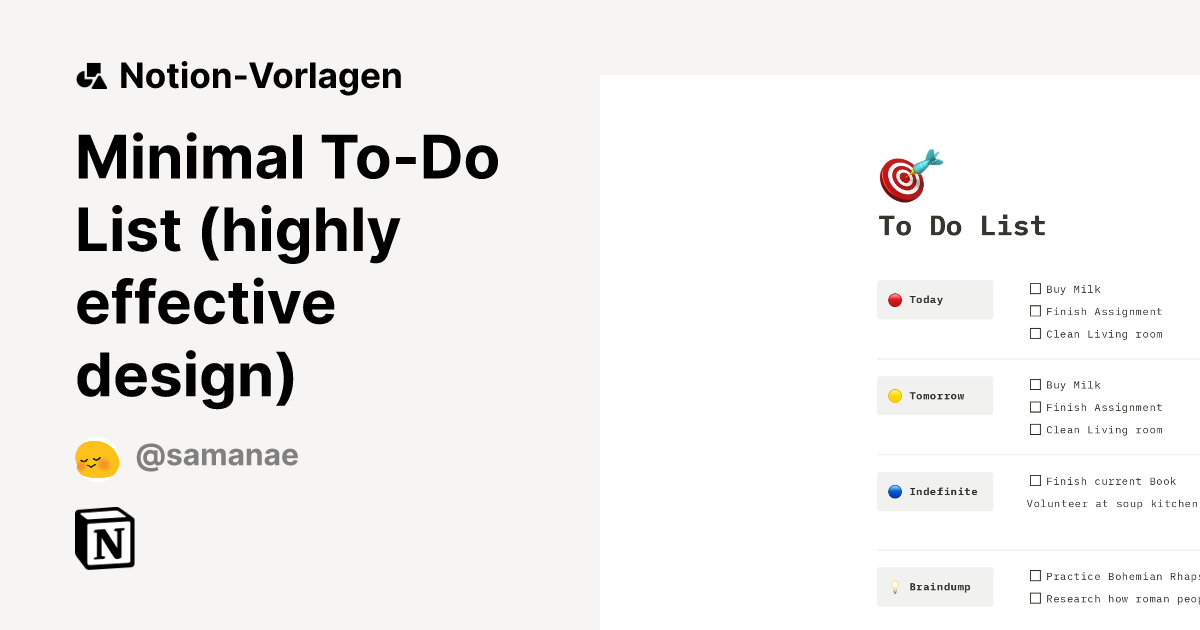Minimal To-Do List (highly effective design) Vorlage von Samia | Notion ...