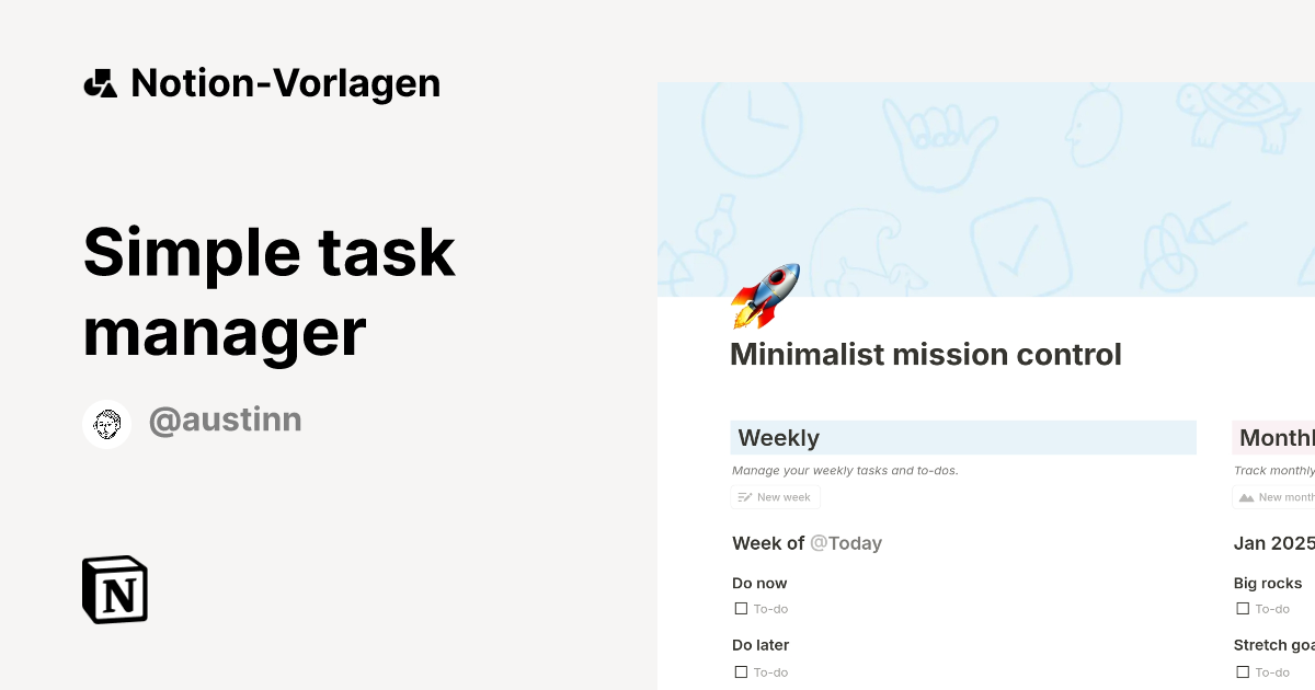 Simple task manager Vorlage | Notion-Marketplace