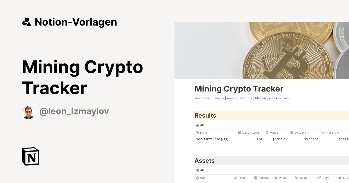 Mining Crypto Tracker Vorlage | Notion-Marketplace