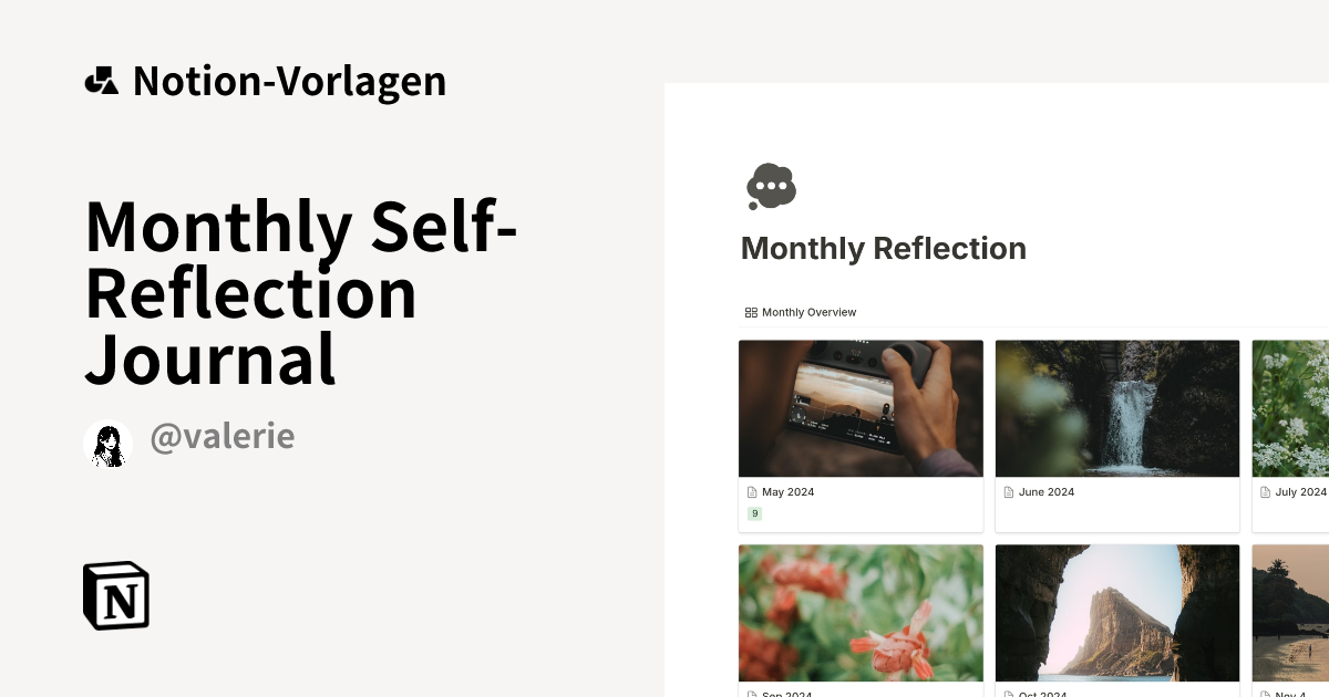 Monthly Self-Reflection Journal Vorlage | Notion-Marketplace