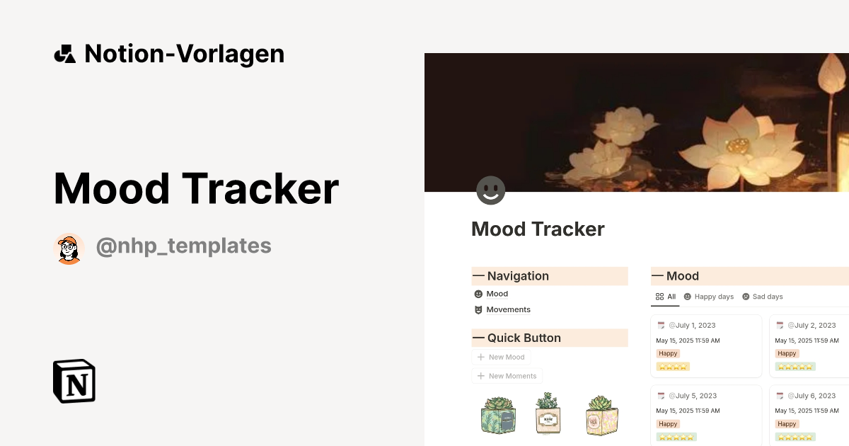 Mood Tracker Vorlage von NHP | Notion-Marketplace