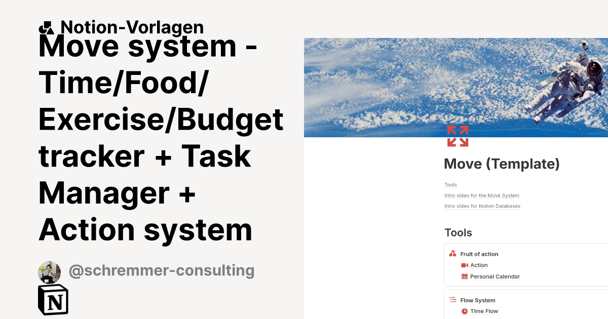 Move system - Time/Food/Exercise/Budget tracker + Task Manager + Action system Vorlage von ...