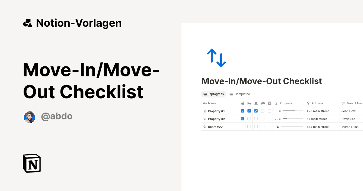 Move-In/Move-Out Checklist Vorlage von Abdo Karmalla | Notion-Marketplace