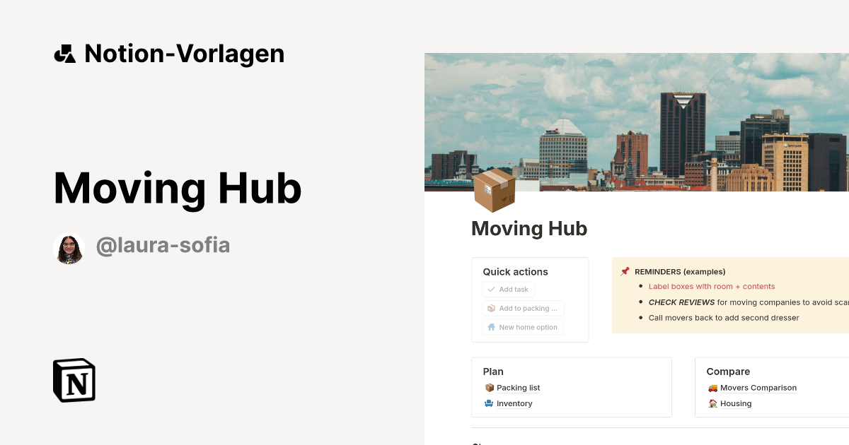 Moving Hub Vorlage | Notion-Marketplace