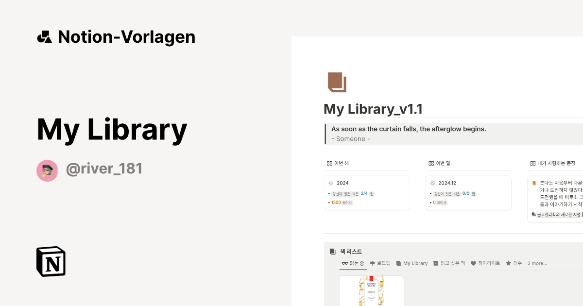 My Library Vorlage von River_181 | Notion-Marketplace