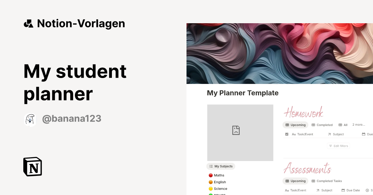 My student planner Vorlage | Notion-Marketplace
