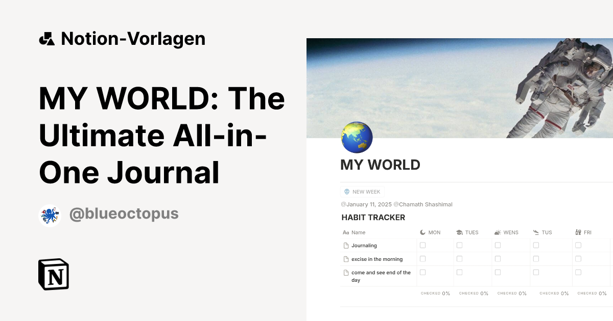 MY WORLD: The Ultimate All-in-One Journal Vorlage von BlueOctopus ...