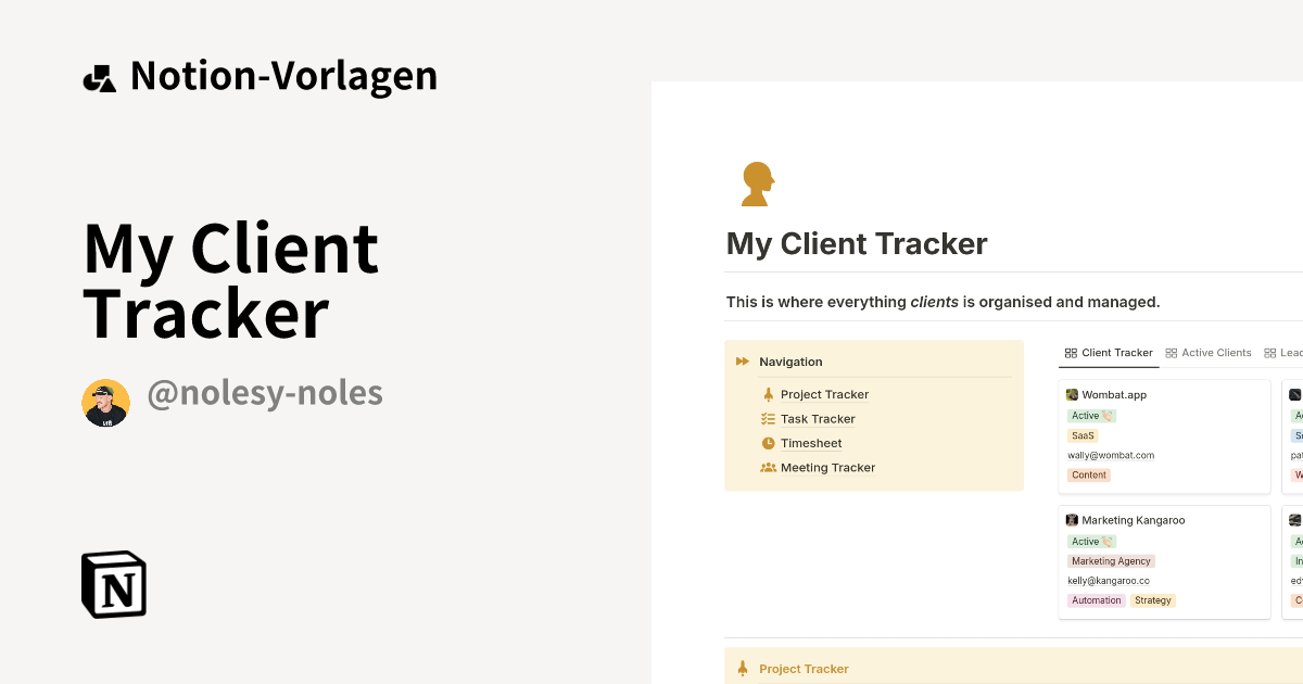 My Client Tracker Vorlage | Notion-Marketplace