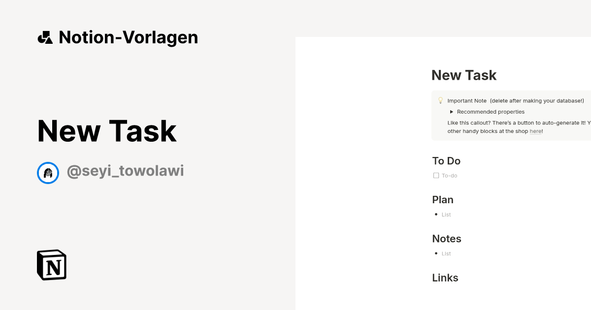 New Task Vorlage | Notion-Marketplace