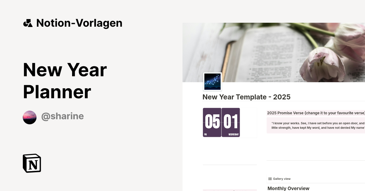 New Year Planner Vorlage von Sharine Helen Precilla | Notion-Marketplace