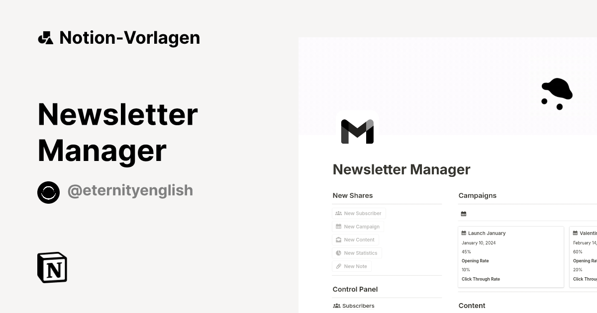 Newsletter Manager Vorlage | Notion-Marketplace