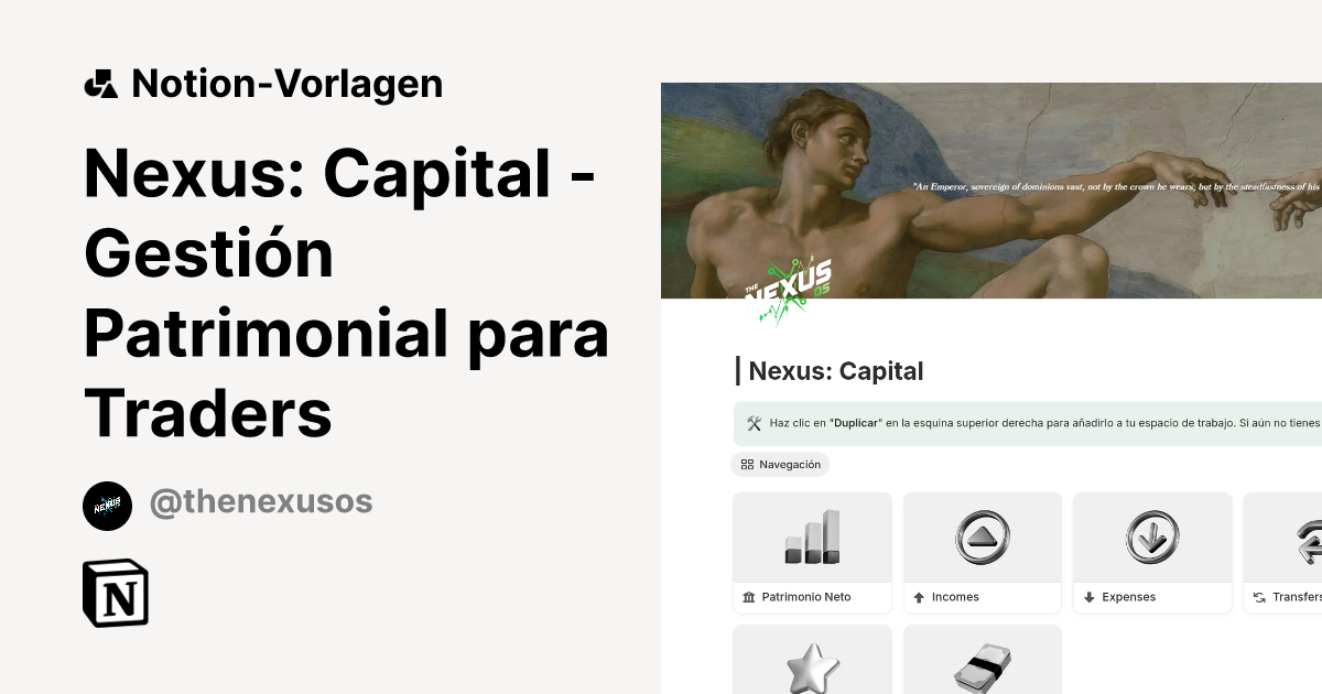 Nexus: Capital - Gestión Patrimonial para Traders Vorlage von The Nexus OS | Notion-Marketplace