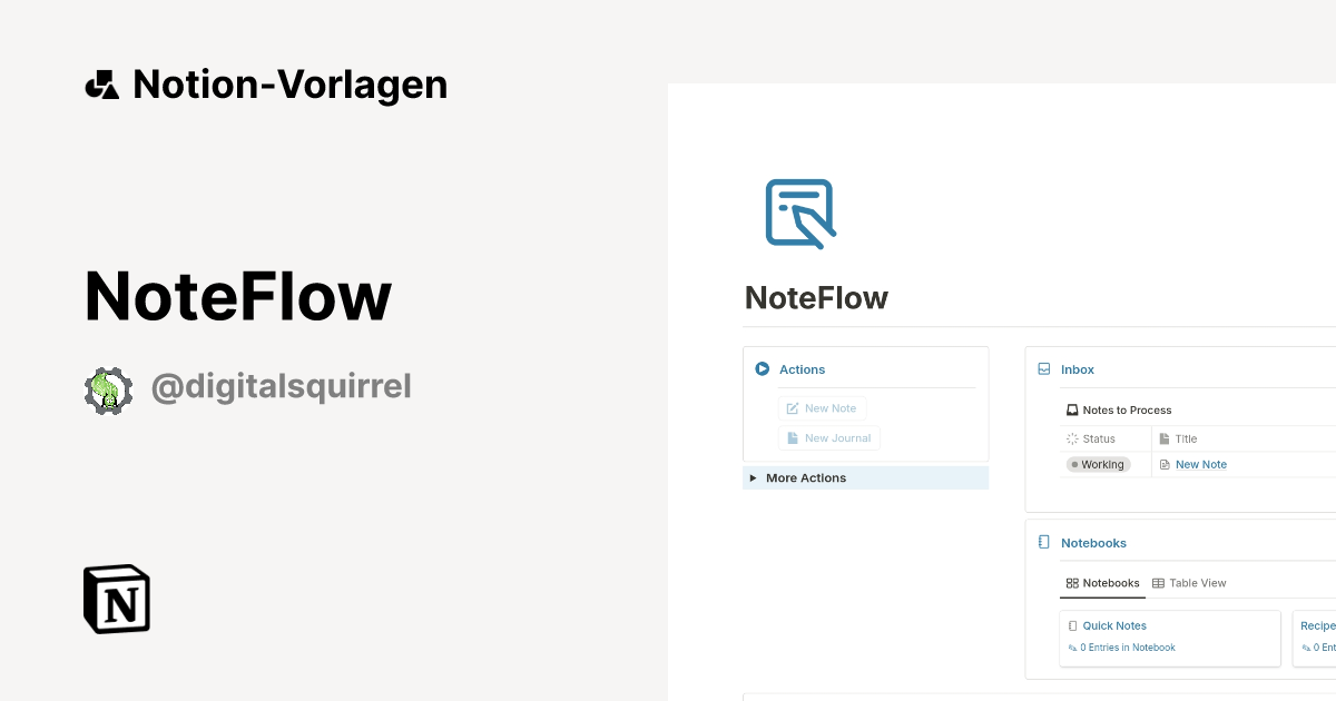 NoteFlow Vorlage | Notion-Marketplace