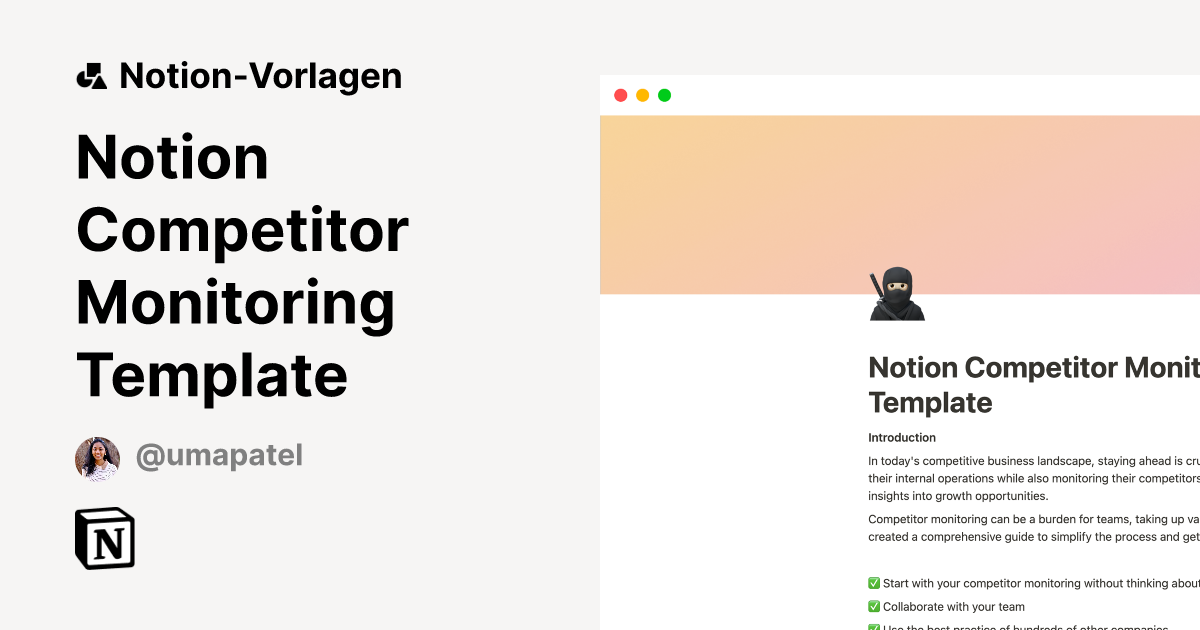 Notion Competitor Monitoring Template Vorlage von Uma Patel | Notion ...