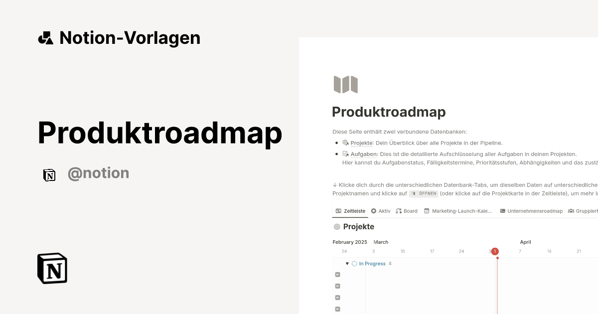 Produktroadmap 2025 Vorlage | Notion-Marketplace