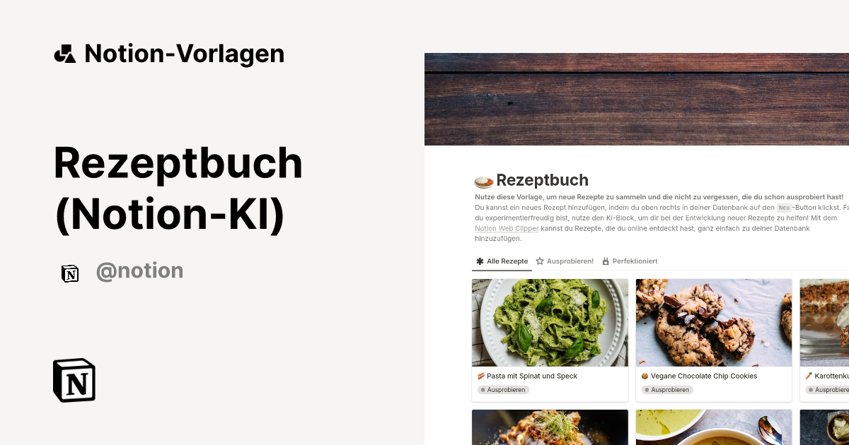 Rezeptbuch (Notion-KI) 2026 Vorlage | Notion-Marketplace