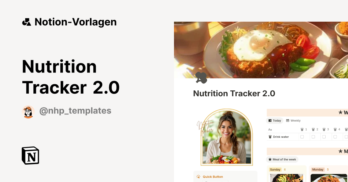 Nutrition Tracker 2.0 Vorlage | Notion-Marketplace