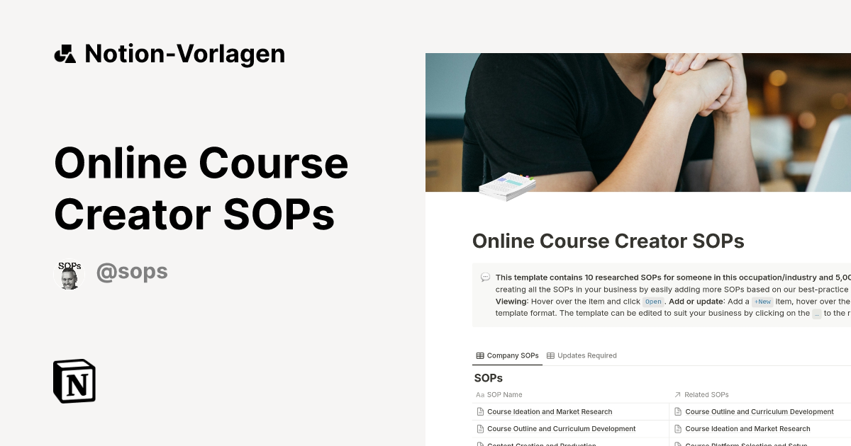 Online Course Creator SOPs Vorlage von SOPs | Notion-Marketplace