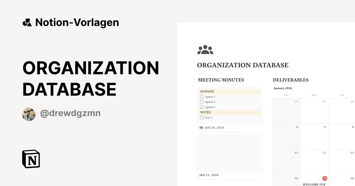 ORGANIZATION DATABASE Vorlage | Notion-Marketplace