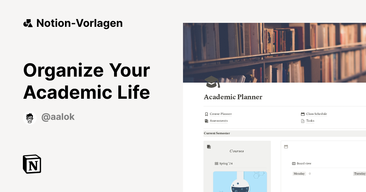 Organize Your Academic Life Vorlage | Notion-Marketplace