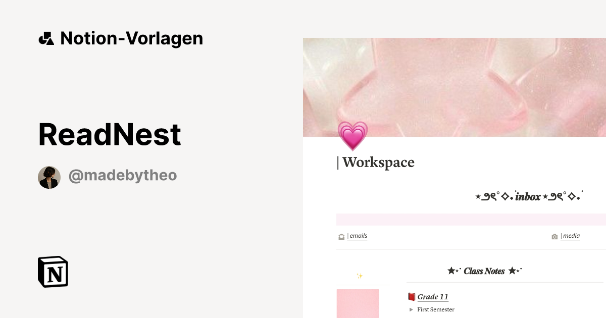 ReadNest Vorlage | Notion-Marketplace