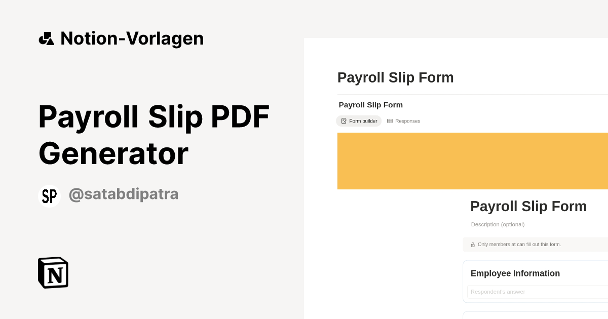 Payroll Slip PDF Generator Vorlage | Notion-Marketplace