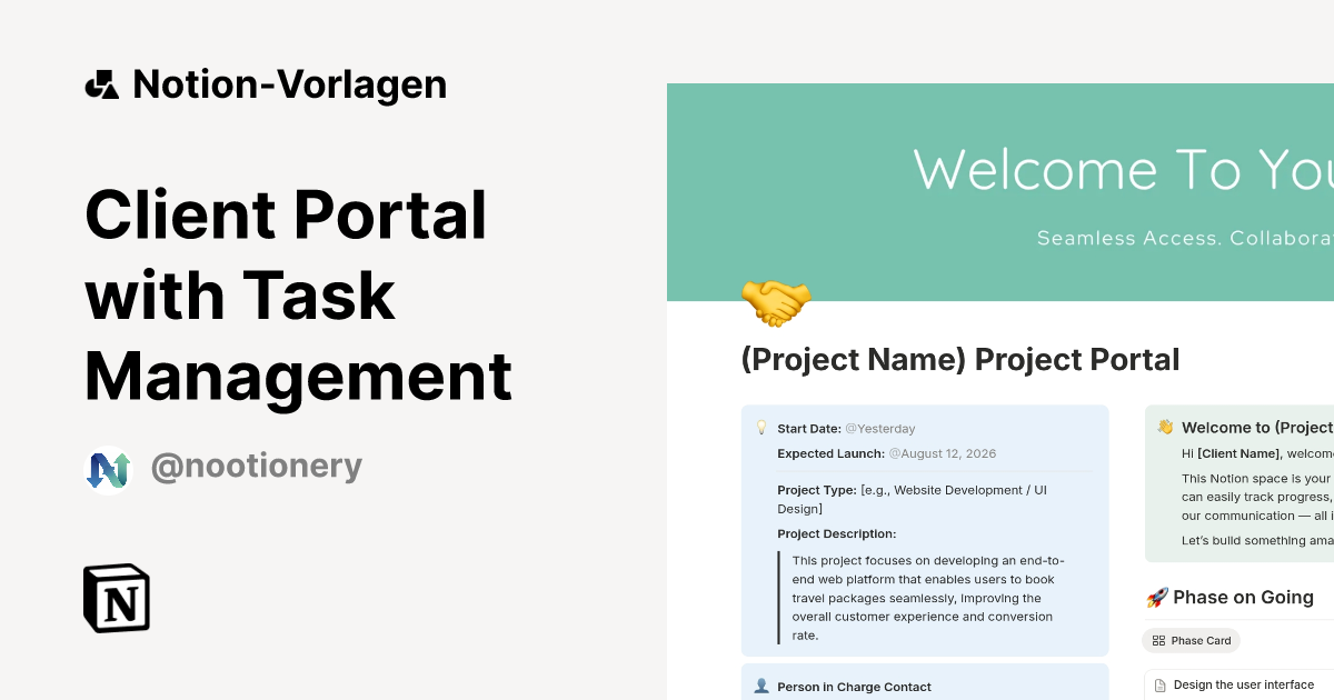 Client Portal with Task Management Vorlage | Notion-Marketplace