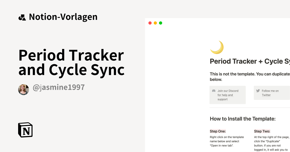 Period Tracker and Cycle Sync Vorlage von Yasaman | Notion-Marketplace