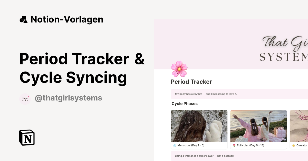 Period Tracker & Cycle Syncing Vorlage von That Girl Systems | Notion-Marketplace