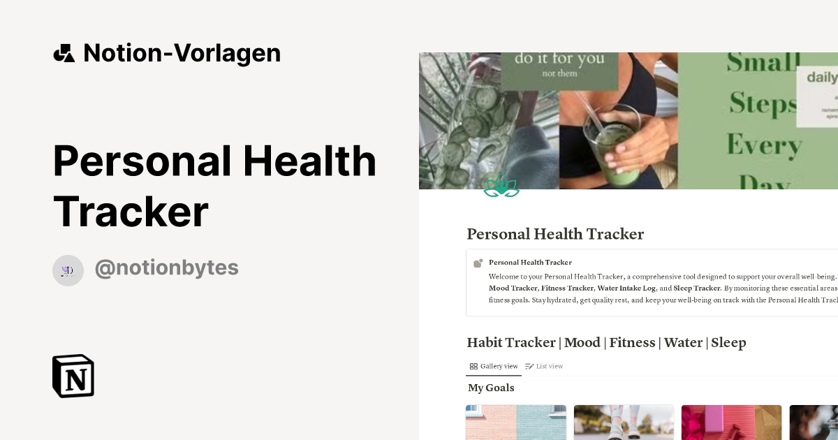 Personal Health Tracker Vorlage | Notion-Marketplace