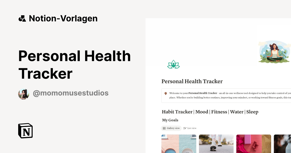 Personal Health Tracker Vorlage | Notion-Marketplace