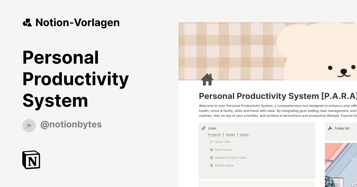 Personal Productivity System Vorlage | Notion-Marketplace