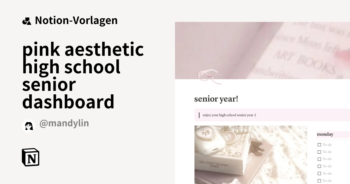 pink aesthetic high school senior dashboard Vorlage von mandylin ...
