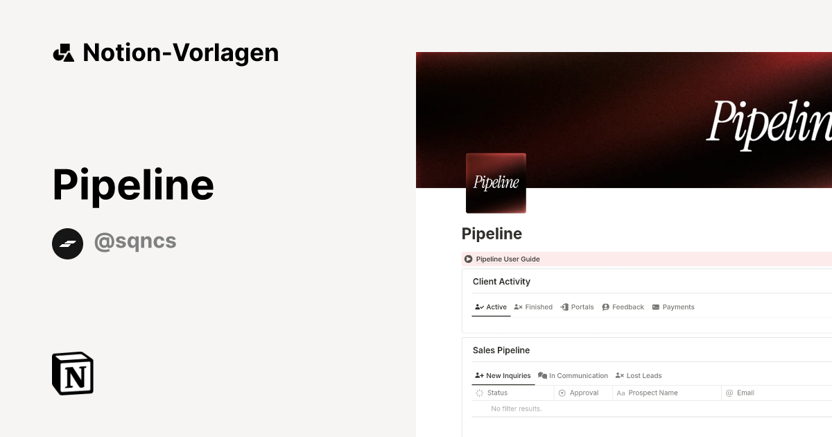 Pipeline Vorlage von SQNCS | Notion-Marketplace