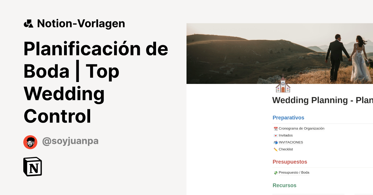 Planificación de Boda | Top Wedding Control Vorlage von JuanPa | Notion ...