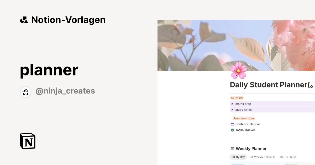 planner Vorlage | Notion-Marketplace